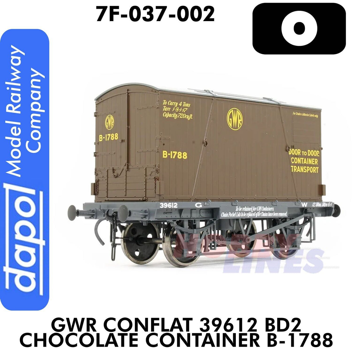 GWR Conflat 39612 BD2 Chocolate Container B-1788 | Dapol | 7F-037-002 ...
