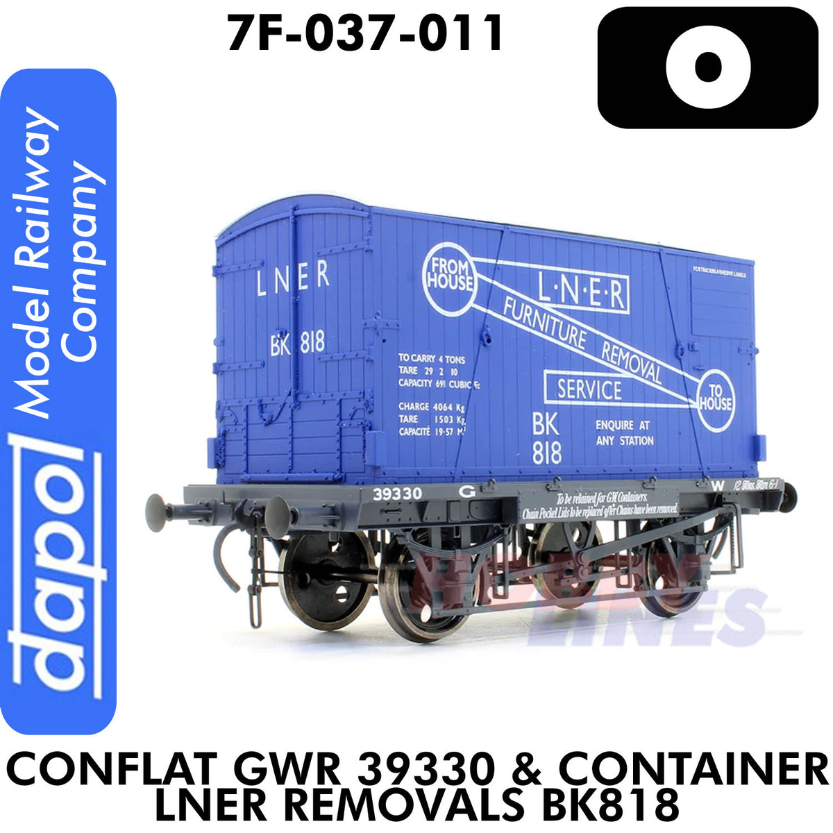 Conflat GWR 39330 & Container LNER Removals BK818 - Wagon | Dapol | 7F ...