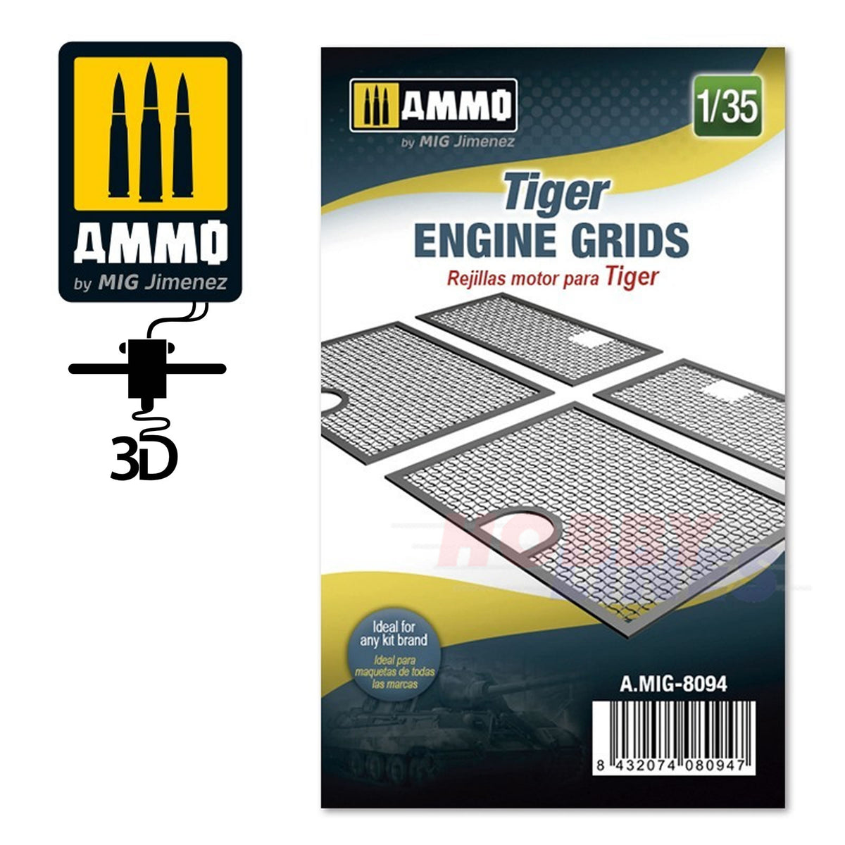 3D Printed King Tiger tank Engine Grids - 1:35 | Ammo by Mig Jimenez ...