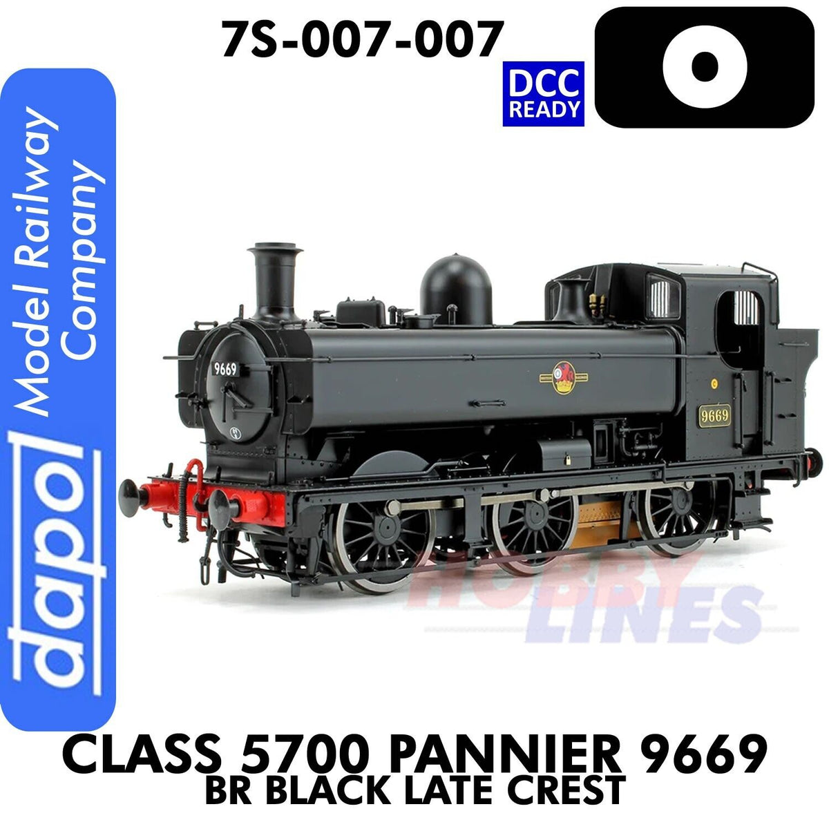 Class 5700 Pannier 9669 BR Black Late Crest - DCC Ready | Dapol | 7S-0 ...
