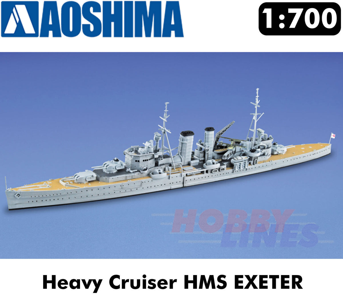 HMS EXETER Heavy Cruiser WWII British Navy 1:700 model kit Aoshima 052 ...