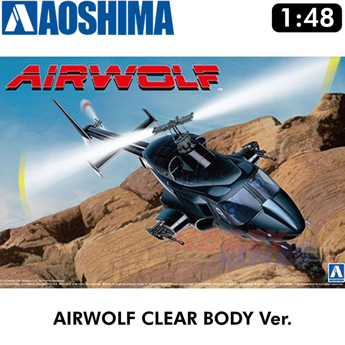 AIRWOLF CLEAR BODY Version HELICOPTER Bell 222 1:48 kit AW-01 Aoshima ...