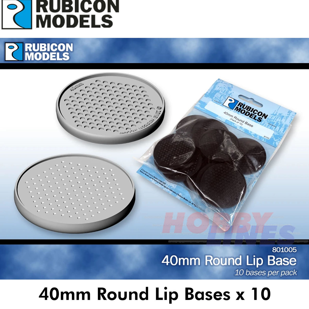 ROUND BASES 40mm raised rim mount miniature figure / model Rubicon Mod ...
