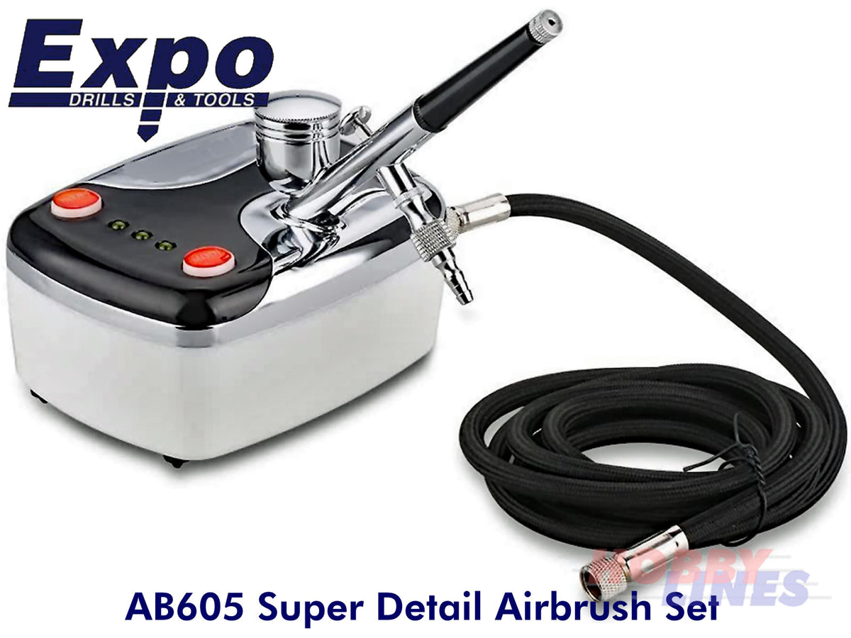AIRBRUSH SUPER DETAIL AB605 Set Complete Kit ready to use carry case E ...